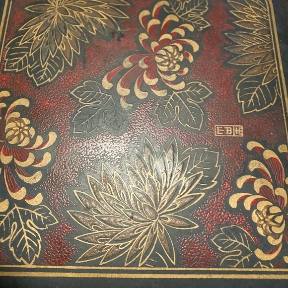 Accents | Vintage Japanese Red Floral Rickshaw Cherry Blossoms 2 Tier ...